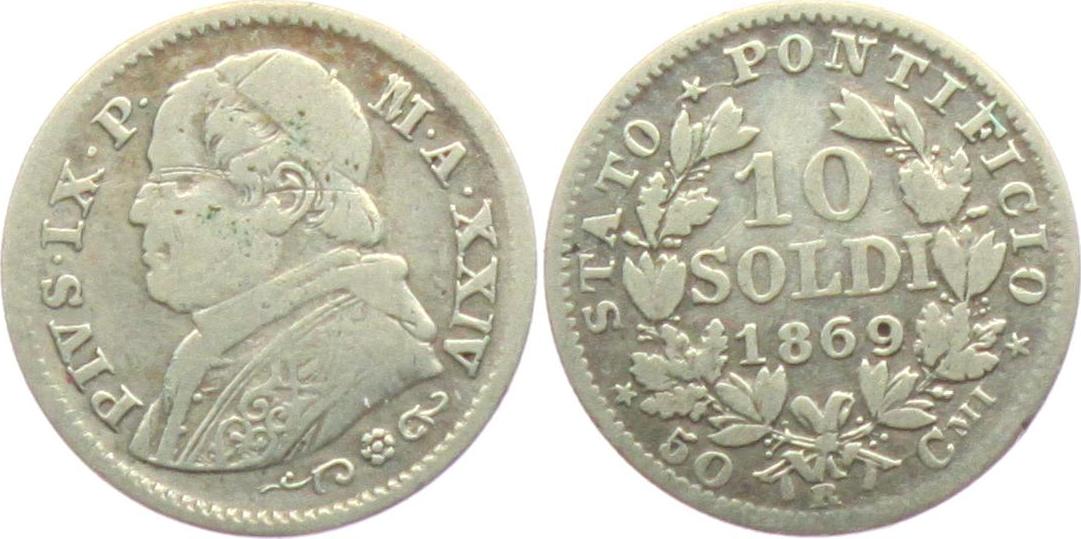Vatikan 10 Soldi 1869 Papst Pius IX. (1846 - 1878) ss | MA-Shops
