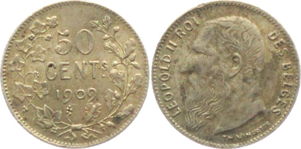Belgien 50 Centimes 1909 Leopold II. (1865 - 1909) ss-vz | MA-Shops