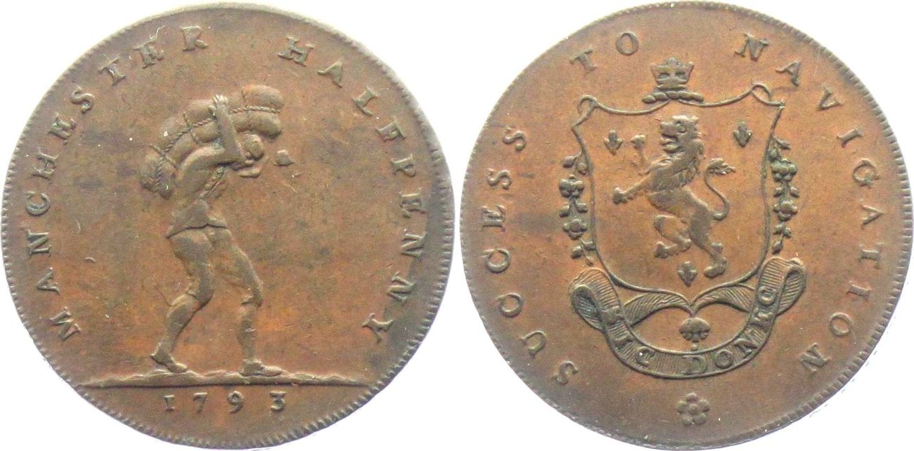 Großbritannien - Manchester 1/2 Penny-Token 1793 Dolten & Hammer ...