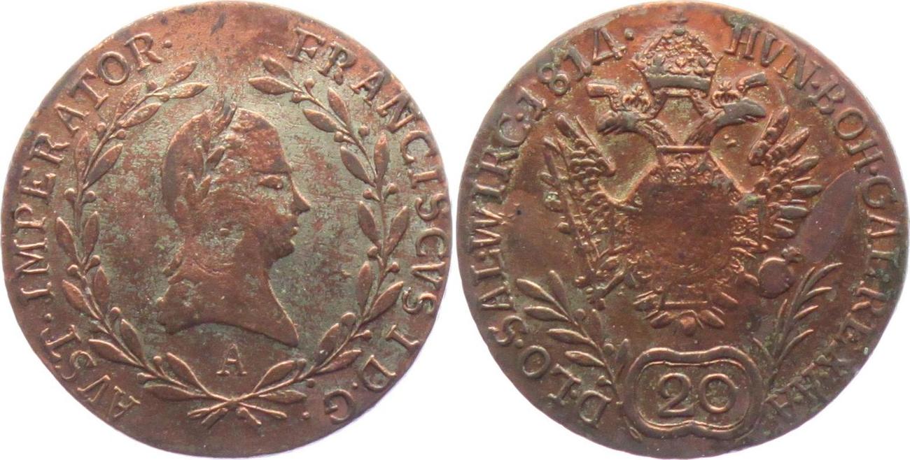 Haus Habsburg - Österreich - RDR 20 Kreuzer 1814 A Franz II. (I.) (1792 - 1835) ss | MA-Shops