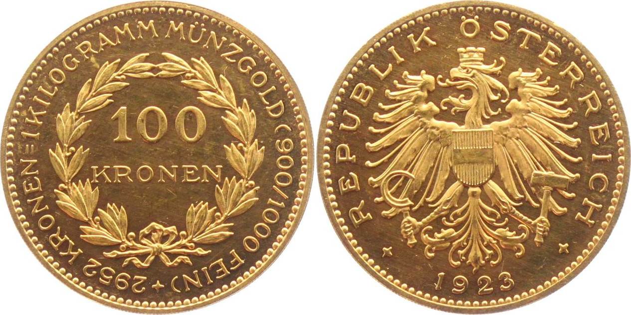 Österreich 100 Kronen 1923 100 Goldkronen prägefrisch | MA-Shops