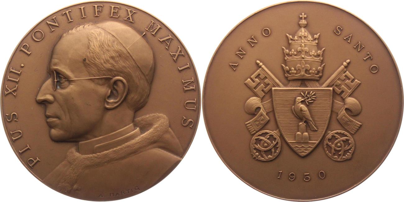 Vatikan Medaille 1950 große Gedenkprägung von Papst Pius XII. st | MA-Shops
