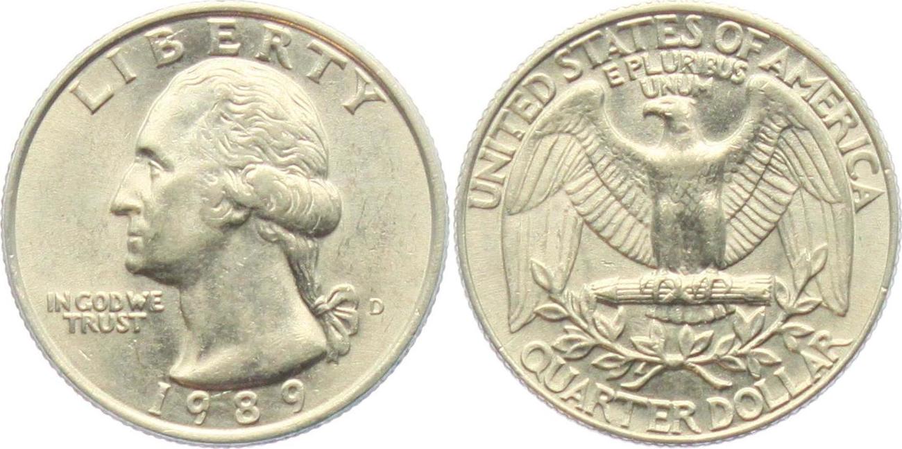 USA 1/4 Dollar - Quarter 1989 D George Washington vz | MA-Shops