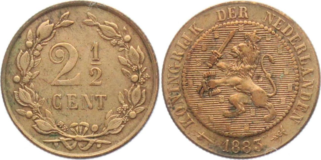 Niederlande 2 1/2 Cent 1883 Willem III. (1849 - 1890) ss-vz | MA-Shops