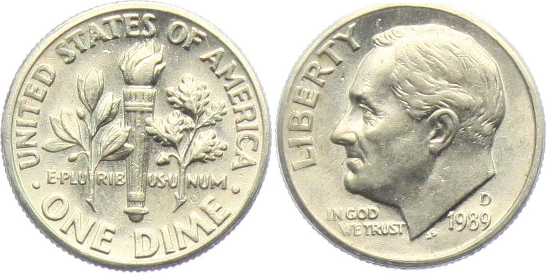 USA 1989 D 1 Dime - Roosevelt f.vz | MA-Shops