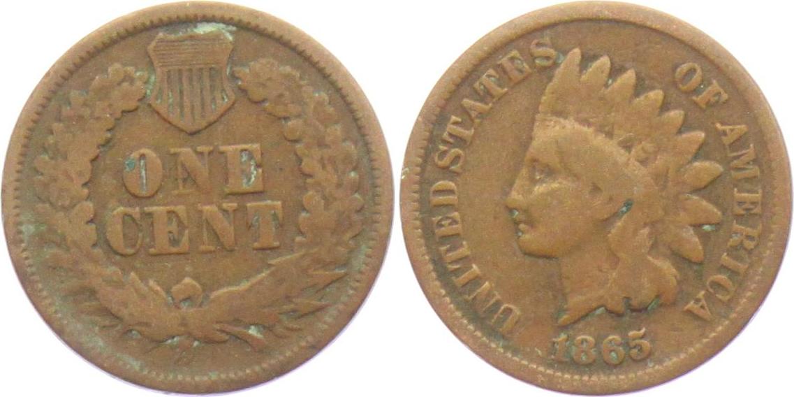 USA 1 Cent 1865 Indian Head (1859 - 1909) ss | MA-Shops