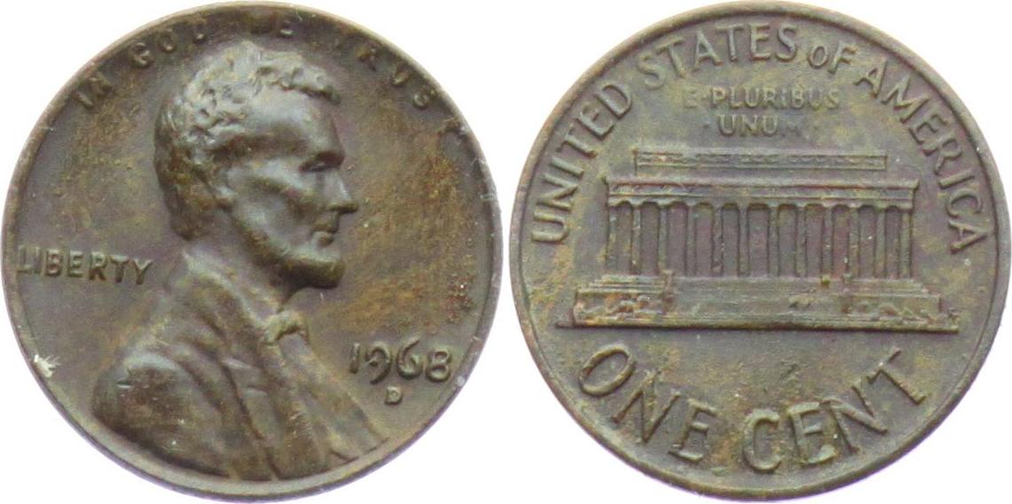 USA 1 Cent 1968 D Lincoln Memorial ss-vz | MA-Shops