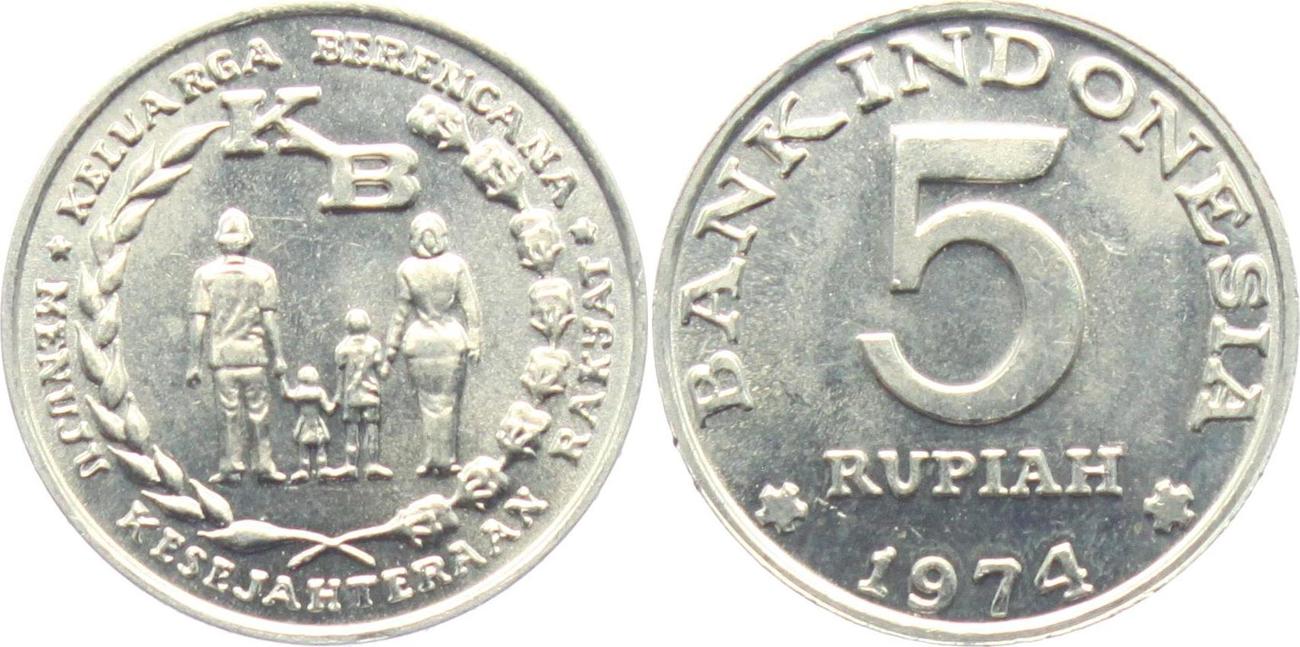 Indonesien 5 Rupiah 1974 Familie unc. | MA-Shops