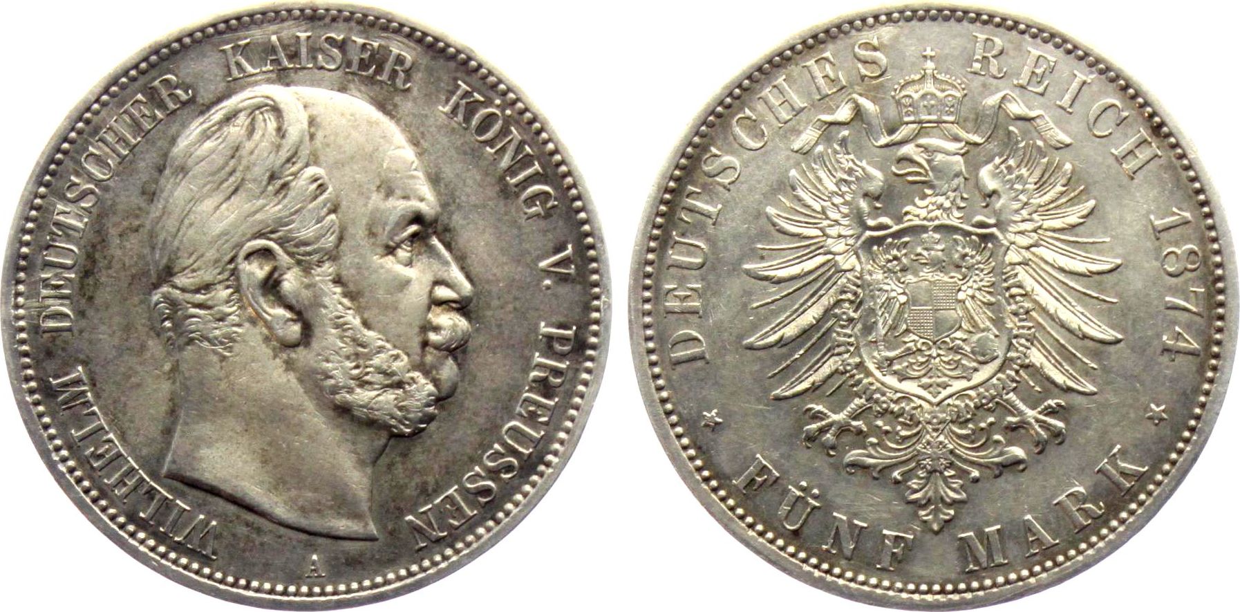 Preussen 5 Mark 1874 A Kaiser Wilhelm I. vz+ | MA-Shops
