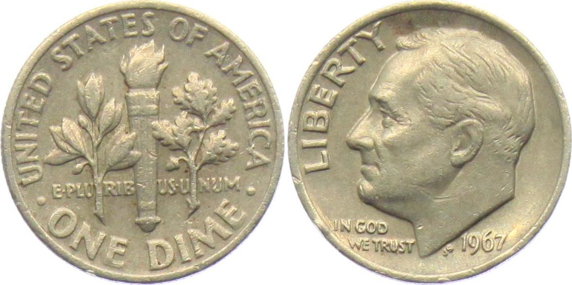 USA 1967 1 Dime - Roosevelt vz | MA-Shops