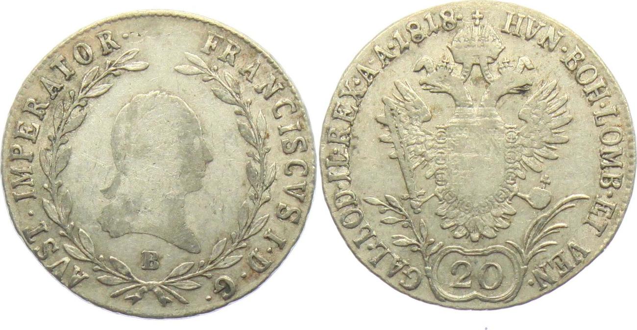 Haus Habsburg - Österreich - RDR 20 Kreuzer 1818 B Franz II. (I.) - (1792 - 1835) ss | MA-Shops