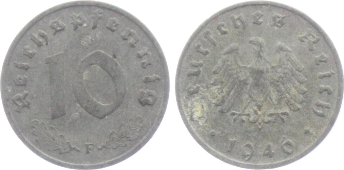 Allierte Besetzung 1946 F 10 Reichspfennig - ohne Hakenkreuz vz | MA-Shops