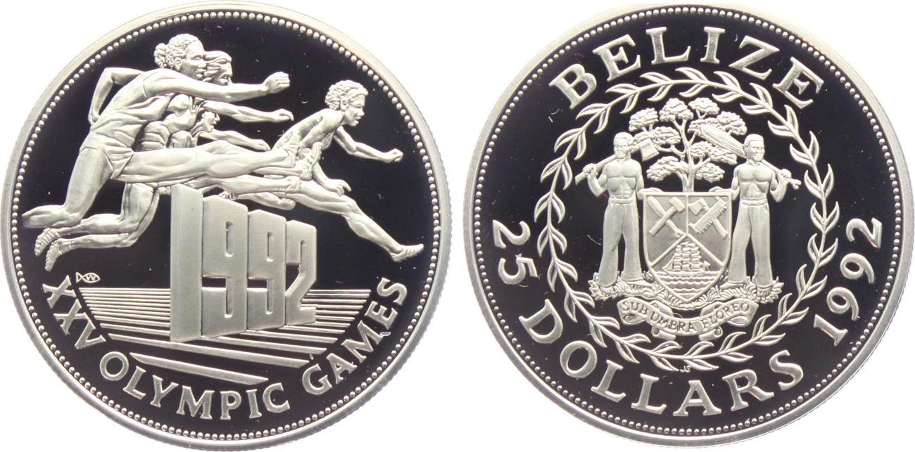 Belize 25 Dollars Olympische Spiele 1992 in Barcelona - Hürdenlauf PP ...