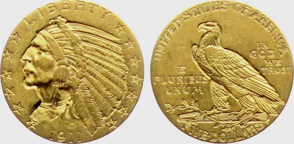 USA - Vereinigte Staaten 5 Dollar 1911 Indian Head (1908-1929) vz | MA-Shops