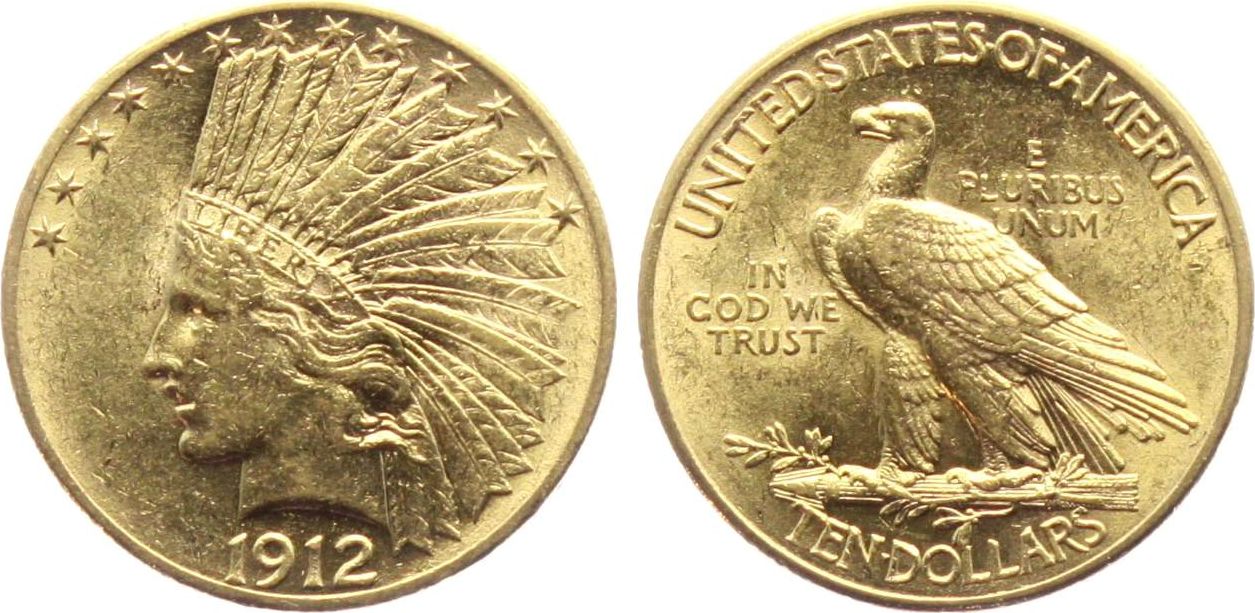 USA 10 Dollar 1912 Indian Head (1908-1933) vz/st | MA-Shops