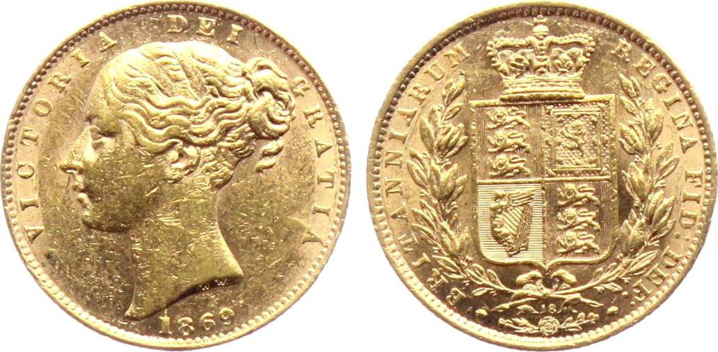Grossbritannien Sovereign 1869 Queen Victoria - Jugendportrait (1837 ...