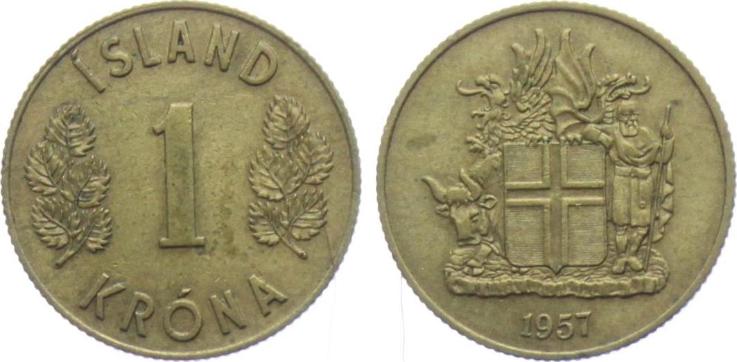 Island 1957 1 Krona brf - bankfrisch | MA-Shops