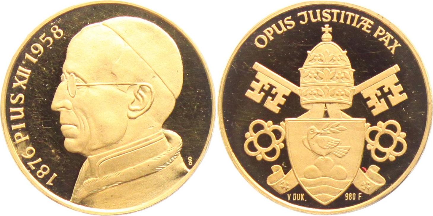 Vatikan Goldmedaille 1958 Papst Pius XII. (1939 - 1958) - Büste nach links ex PP | MA-Shops
