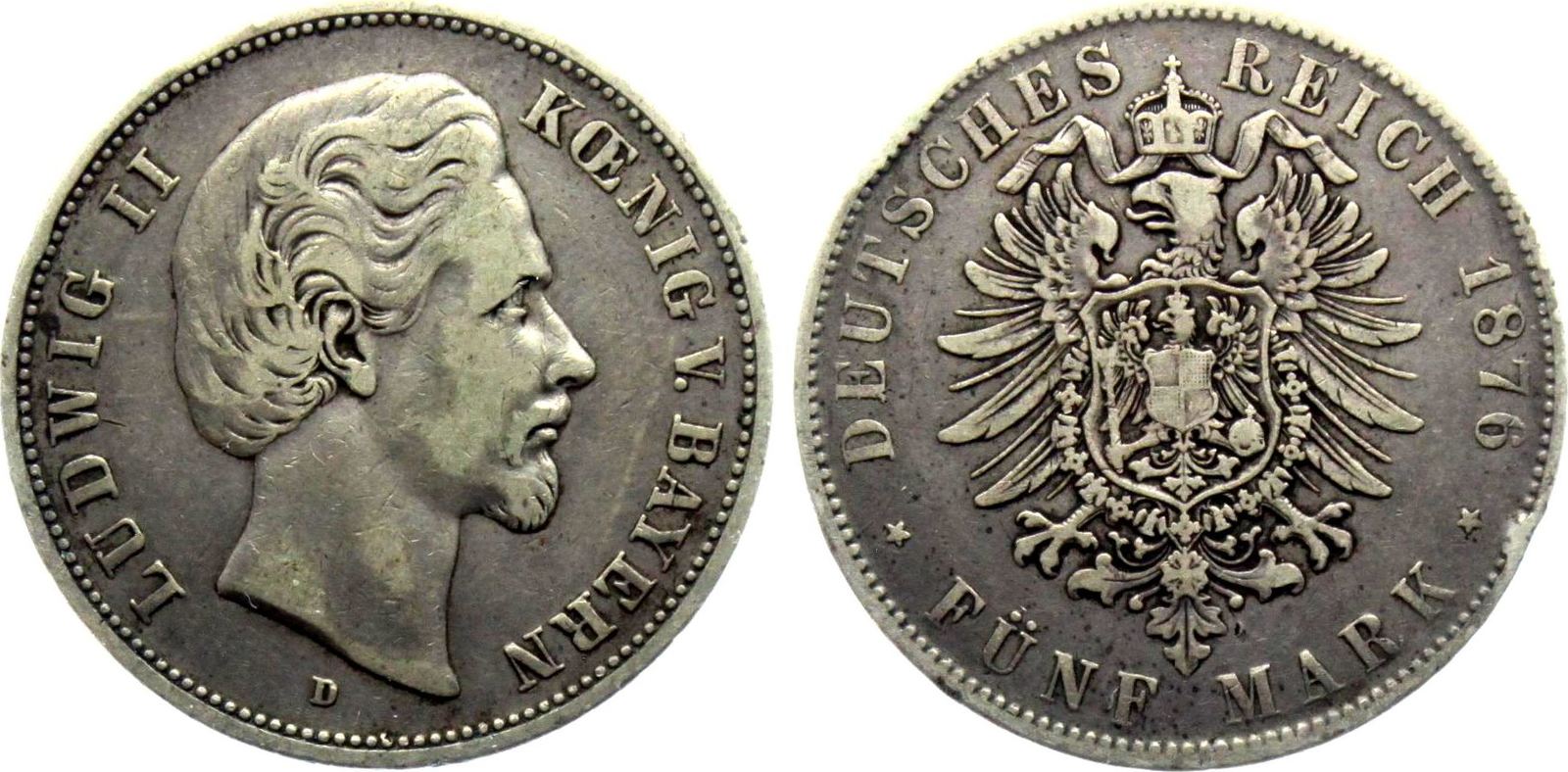 5 Mark 1876 D König Ludwig II. von Bayern (1864-1886) ss | MA-Shops