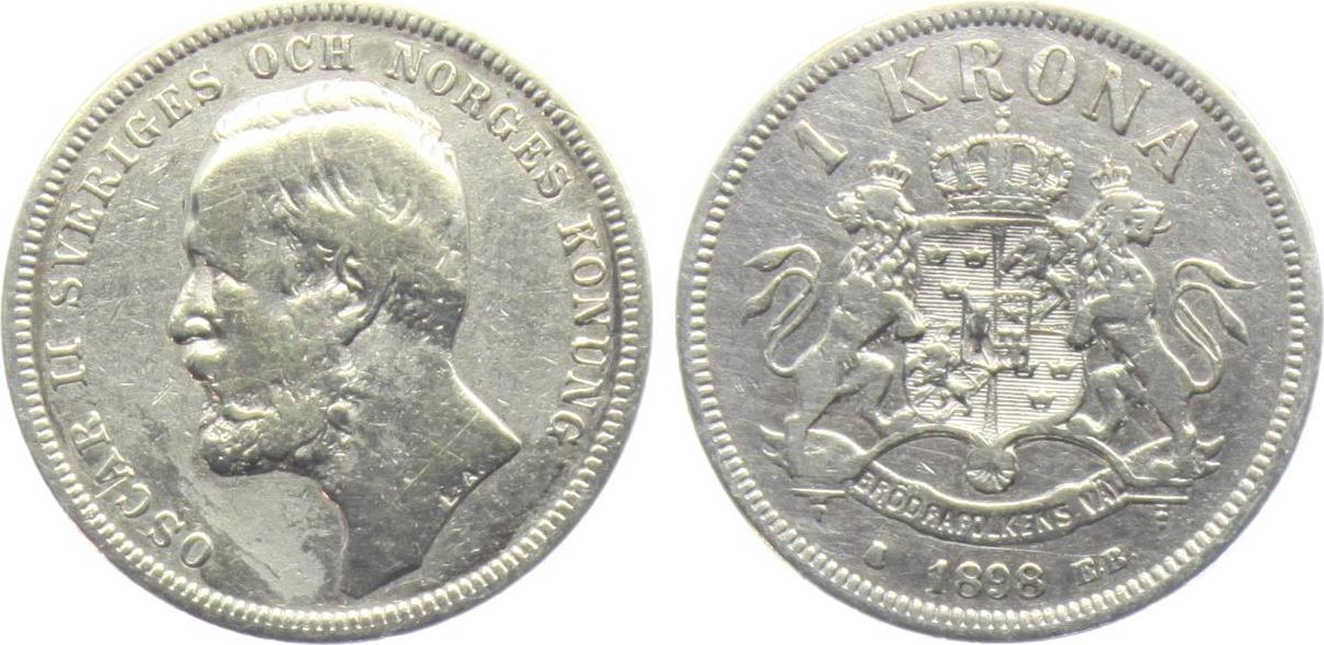 1 Krone 1898 EB Oskar II. von Schweden (1872 - 1907) ss | MA-Shops