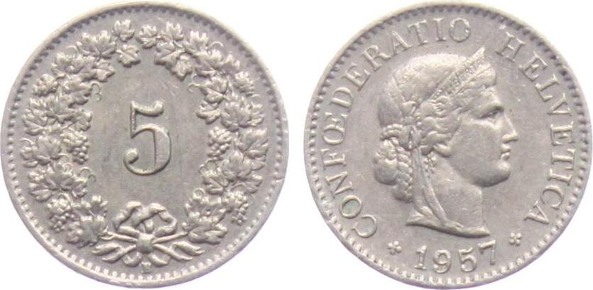 Schweiz 1957 B 5 Rappen ss | MA-Shops