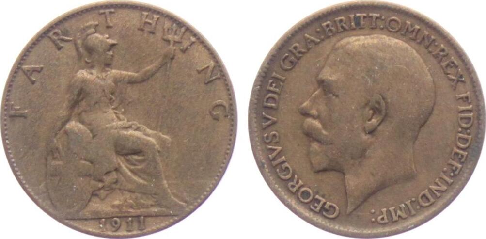 Großbritannien Farthing 1911 George V. (1910 - 1936) - sitzende ...