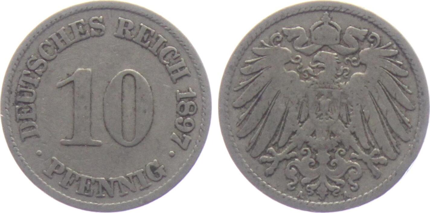Kaiserreich 1897 A 10 Pfennig - großer Adler s-ss | MA-Shops