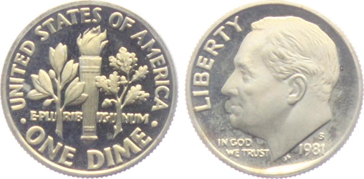 USA 1981 S 1 Dime - Roosevelt (ab 1946) PP | MA-Shops