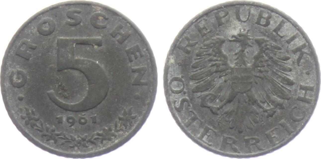 5 Groschen 1961 2. Republik ab 1945 Österreich ss-vz | MA-Shops