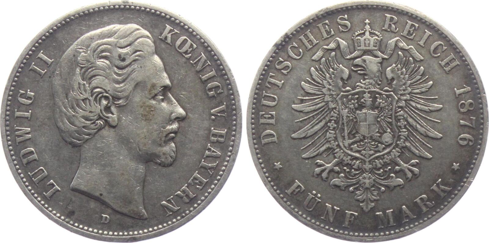 5 Mark 1876 D König Ludwig II. von Bayern (1864-1886) ss | MA-Shops