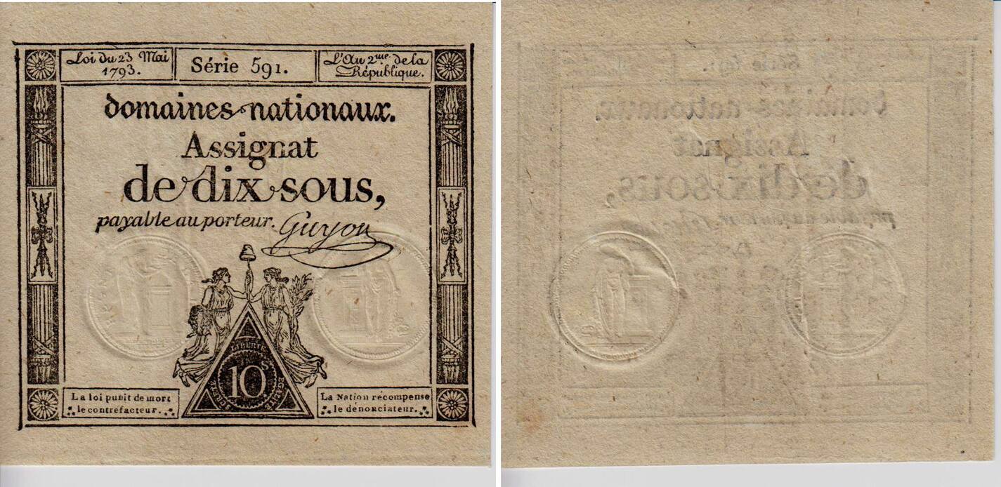 1793 Banknote - Frankreich - 10 Sous - Serie 591 I-II | MA-Shops