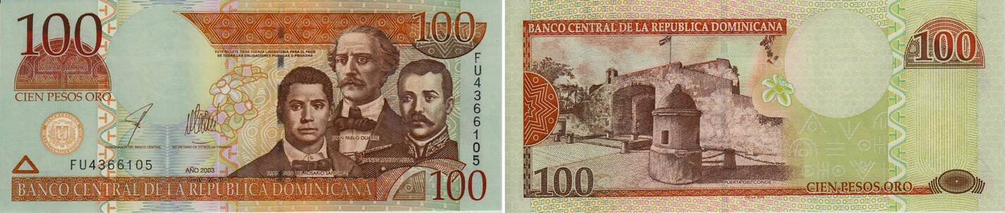 2003 Banknote - Dominikanische Republik - 100 Peso Oro - Duarte ...