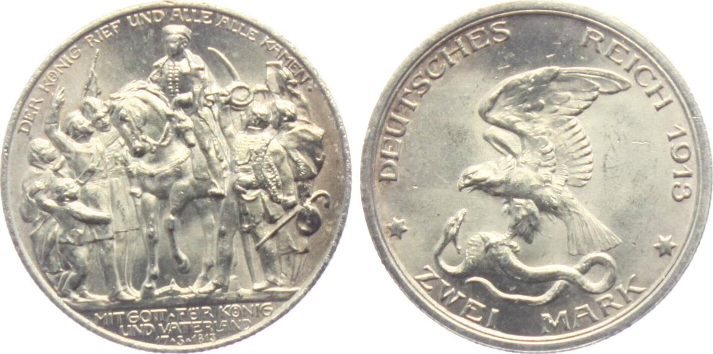Preussen 2 Mark 1913 Kaiser Wilhelm II. (1888 - 1918) - der König rief ...
