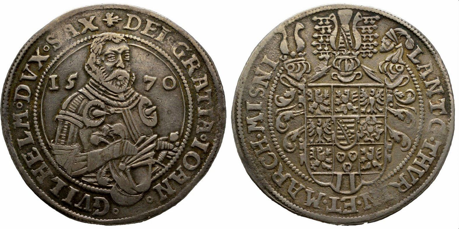 Sachsen-Alt-Weimar Taler 1570 Johann Wilhelm (1567-1573) f.vz | MA-Shops