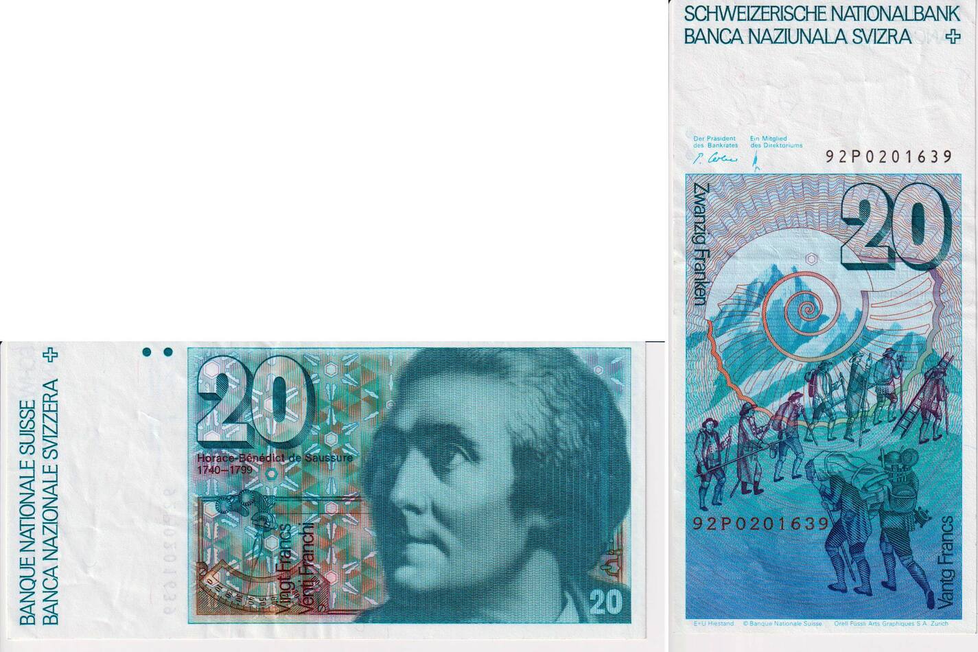 Banknote - Schweiz - 20 Franken - ohne Jahr - Horace Benedict de ...