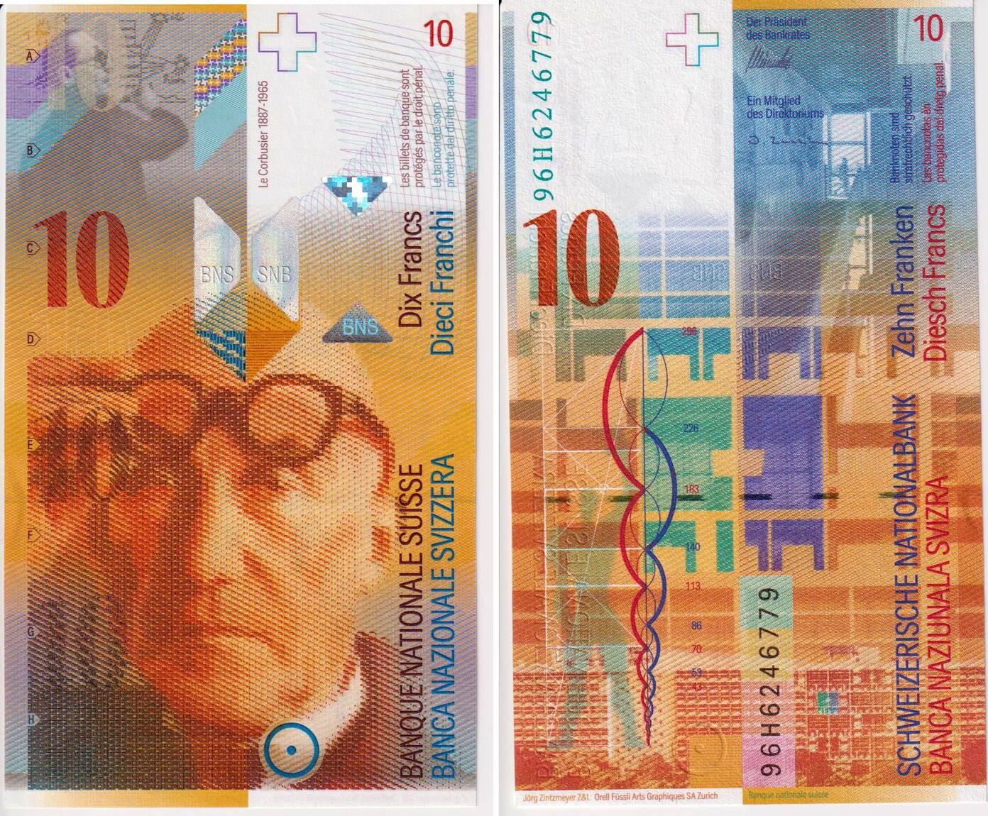 Banknote - Schweiz - 10 Franken - ohne Jahr - Le Corbusier - Architekt ...