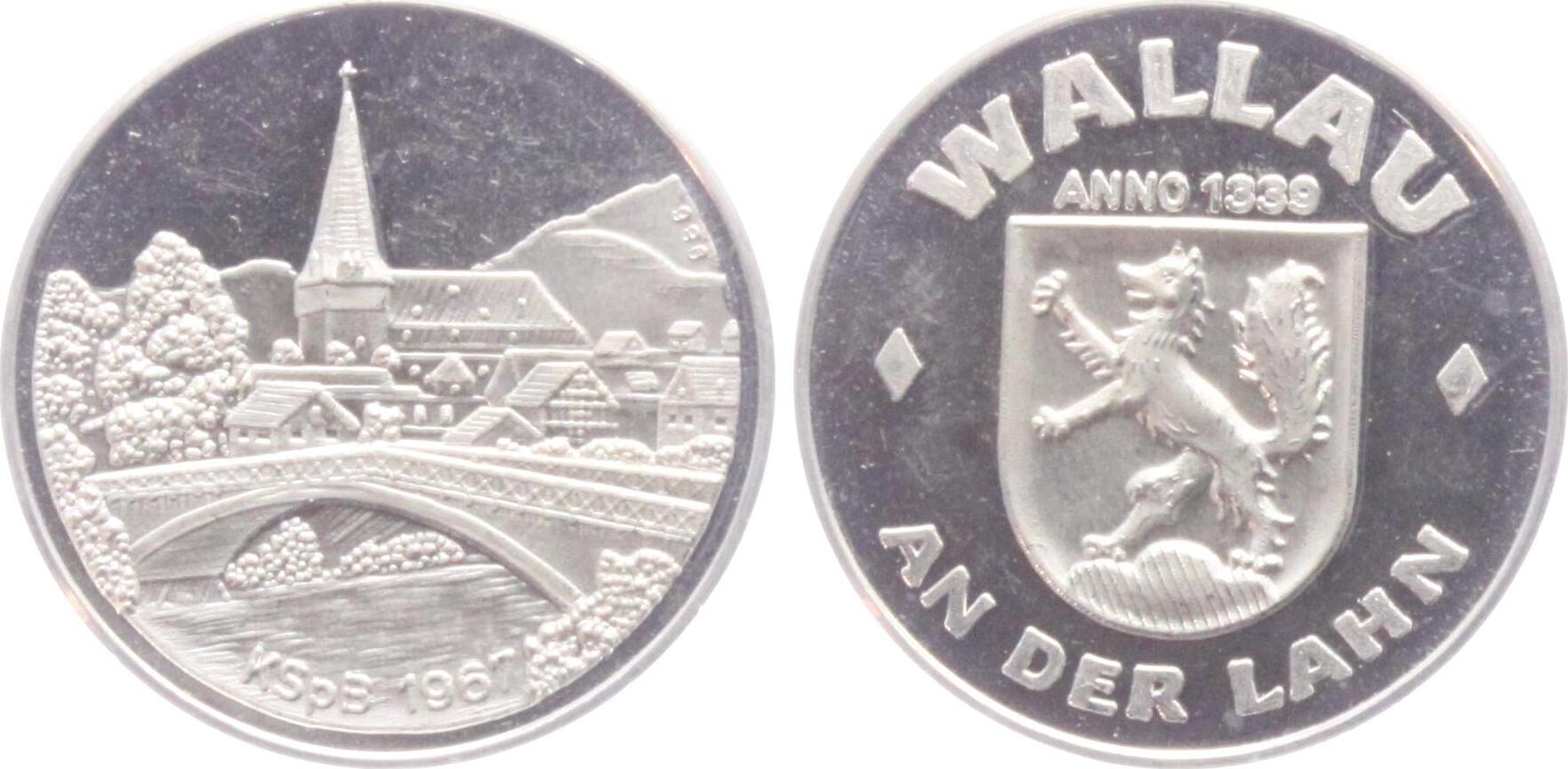 Medaille 1967 Wallau / Lahn - Wappen - Ortsansicht mit Brücke PP | MA-Shops