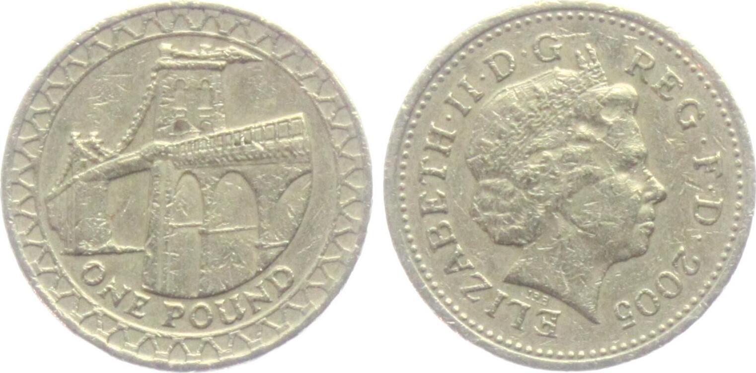 Großbritannien 1 Pound 2005 Elisabeth II. (1952-2022) - Menai Straits ...