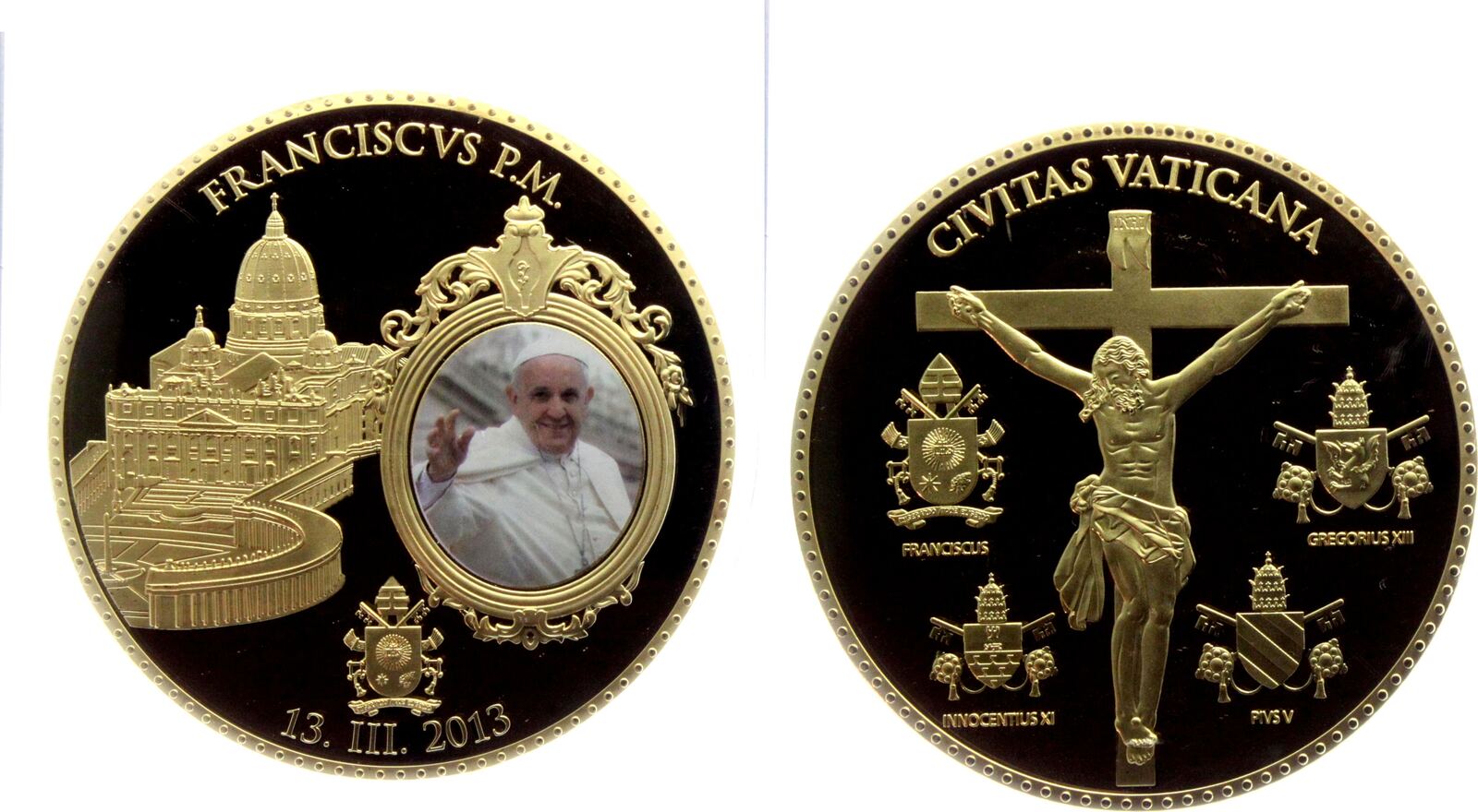 Vatikan Medaille 2014 Papst Franciscus - Civitas Vaticana - mit Echtheitszertifikat PP - farbig ...