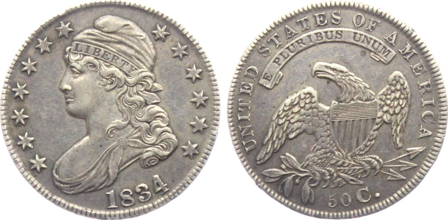 USA 50 Cents - 1/2 Dollar 1834 Liberty Capped Bust (1807 - 1839) vz ...