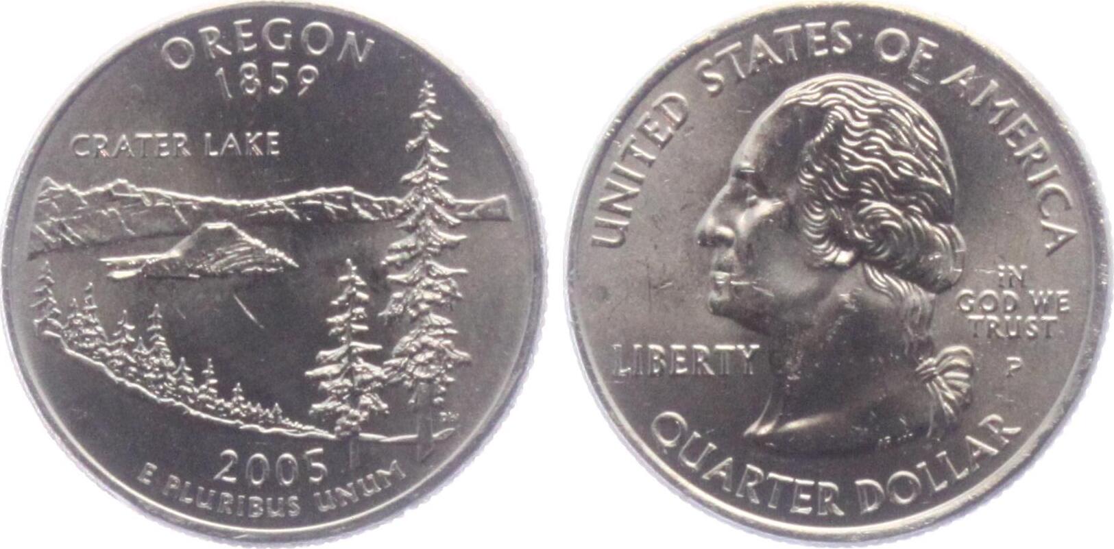 USA 1/4 Dollar - Quarter 2005 P Statehood Oregon - Crater Lake unc | MA ...
