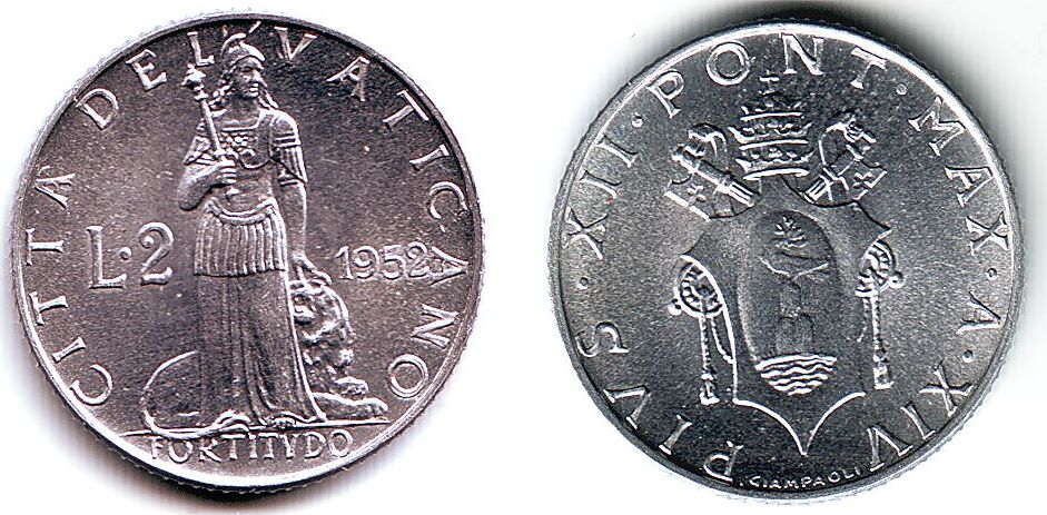 Vatikan 2 Lire 1952 Fortitudo - Papst Pius XII. (1939-1958) st | MA-Shops