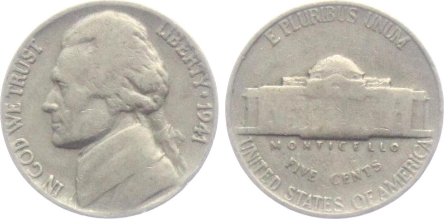 USA 5 Cent - Nickel 1941 5 Cents - Jefferson ss | MA-Shops