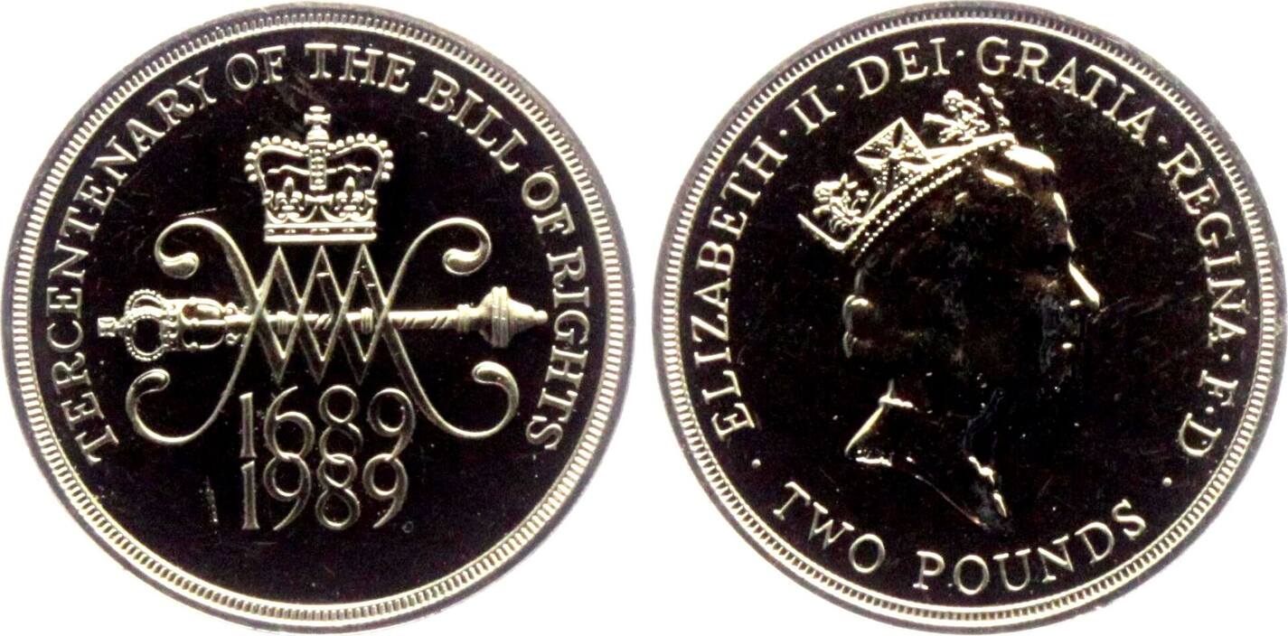 Grossbritannien 2 Pounds 1989 Bill of Rights st/PL | MA-Shops