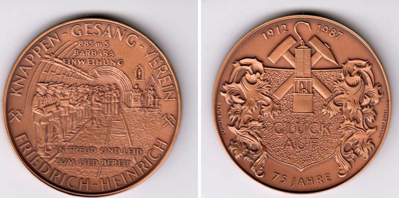 Deutschland Medaille 1987 Knappen Gesang Verein Friedrich Heinrich ...