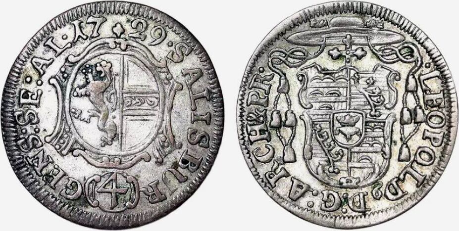 Salzburg 4 Kreuzer (Batzen) 1729 Leopold Anton von Firmian (1727-1744 ...