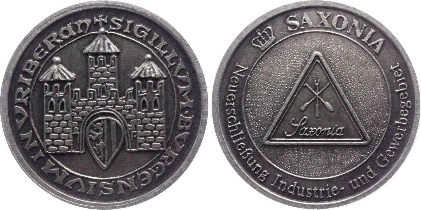 Medaille ohne Jahr Saxonia - Neuerschließung Gewerbegebiet in Freiberg ...