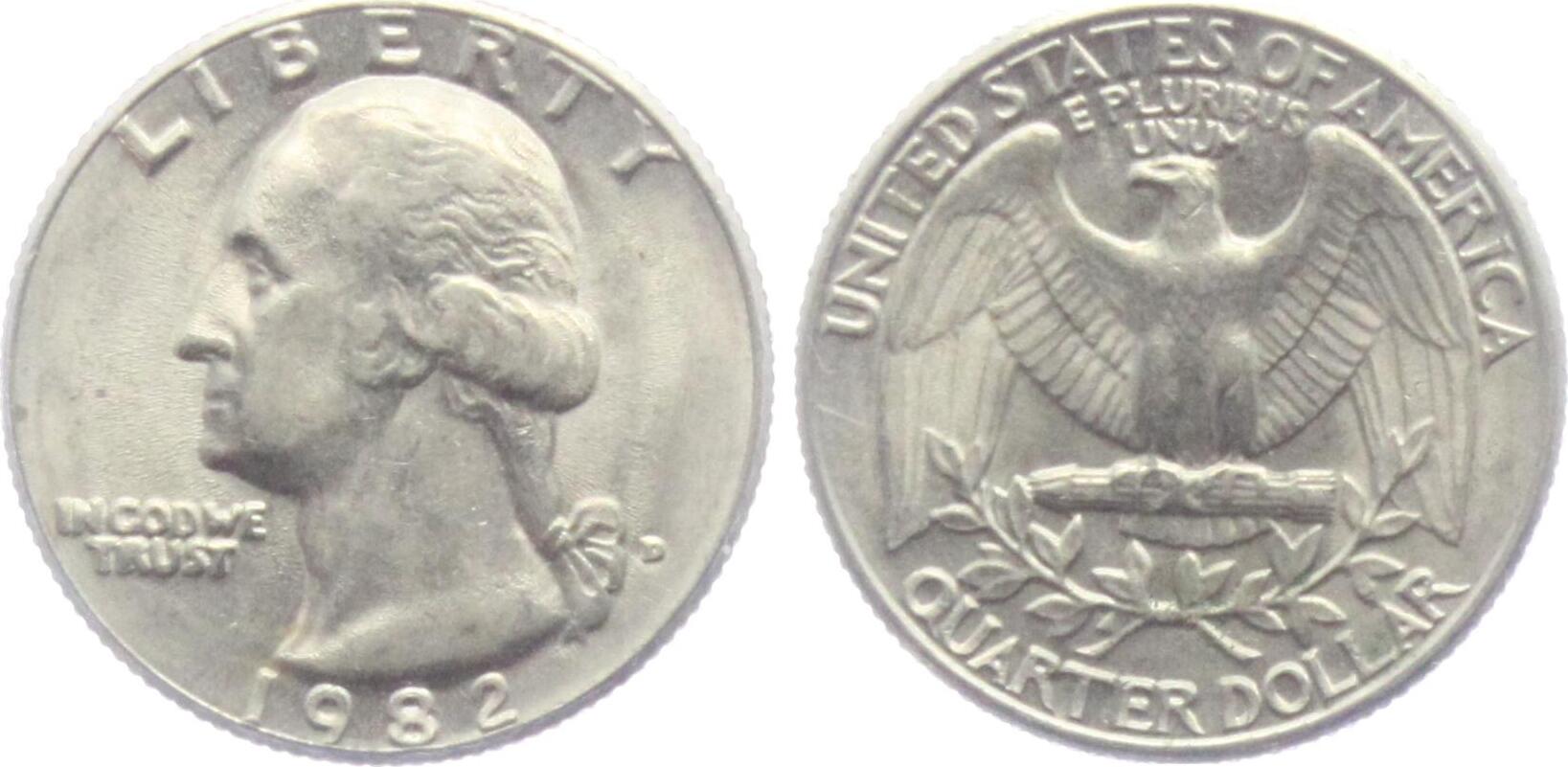 USA 1/4 Dollar - Quarter 1982 D Quarter - Washington (1932 - 1998) ss ...