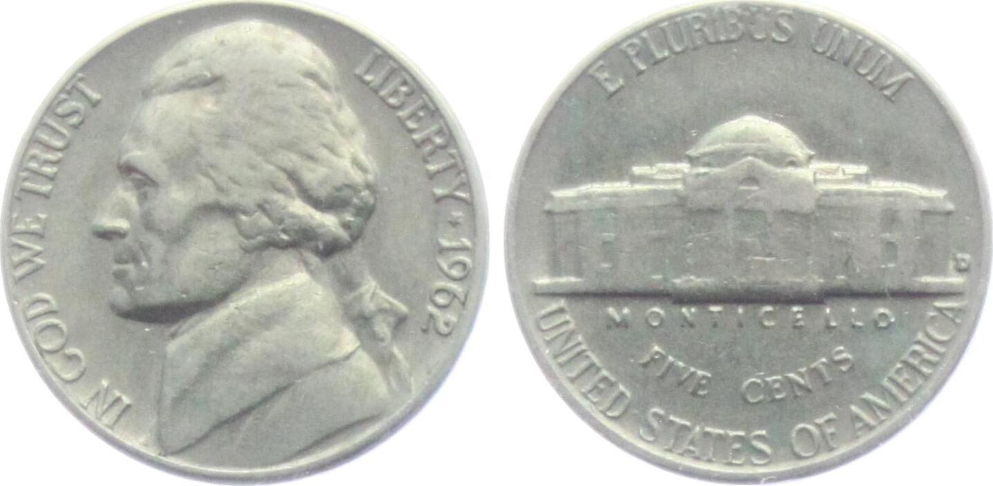 USA 5 Cent - Nickel 1962 D 5 Cents - Jefferson s-ss | MA-Shops
