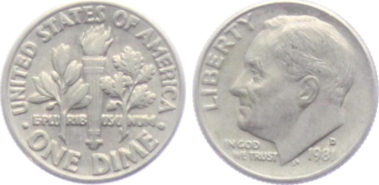 USA 1981 D 1 Dime - Roosevelt vz | MA-Shops